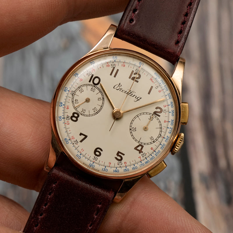Breitling Chronographe Bicompax Or Rose 18kts -1950- Réf.1189 Cal.Venu