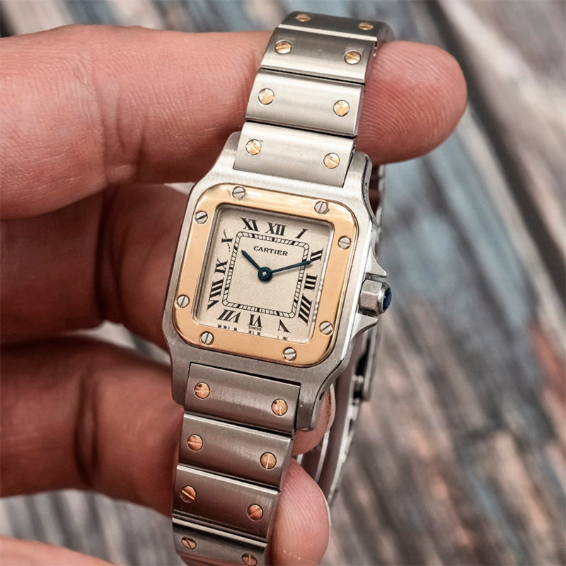 Cartier Santos Galbée Lady Or 18kts & Acier -2000- Réf. 1057930 Cal.Ca