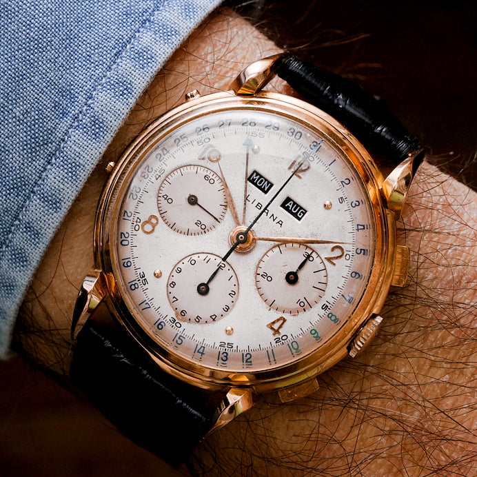 Libana Chronographe Triple Date Or Rose 18kts 38 mm -1948-Réf. 12011 C